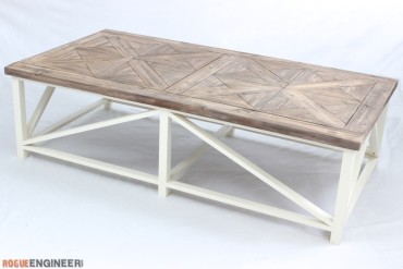 DIY Parquet X-Brace Coffee Table | Free Plans | RH Inspired