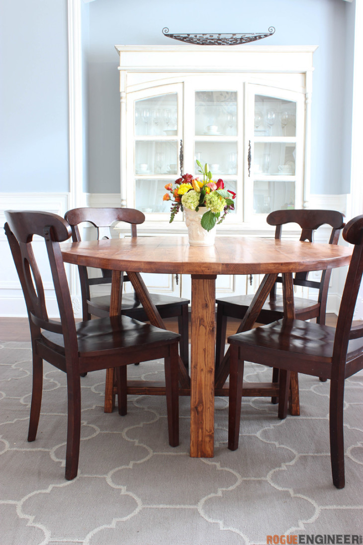 Round Trestle Dining Table { Free DIY Plans } Rogue Engineer