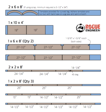 DIY Curved Leg Side Table Plans - Rogue Engineer